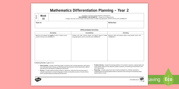Year 2 Area Mathematics Differentiated Plan (Teacher-Made)
