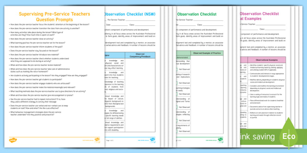 Checklists for Practice Teacher Classroom Observations Pack
