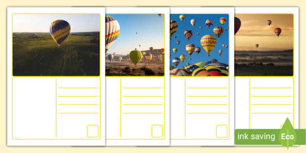 FREE! - Hot Air Balloon Themed Postcards (teacher made)