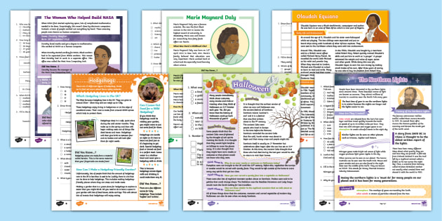 LKS2 October Differentiated Reading Comprehension Activity Pack (Age 7-9)