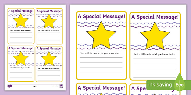 Special Messages Note Cards (teacher made)