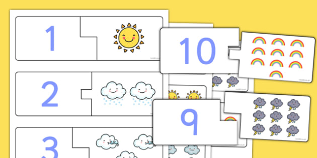 Weather Themed Counting Matching Puzzle (teacher made)