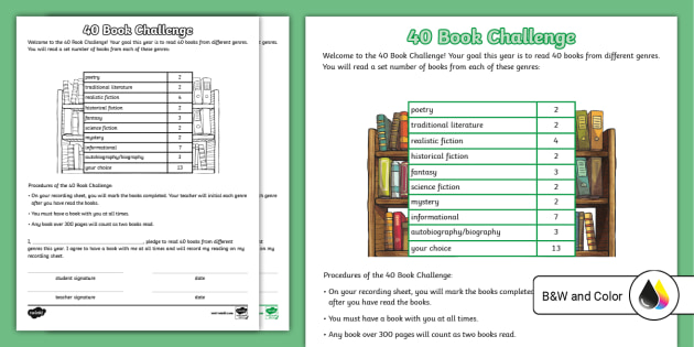 40 Book Challenge Contract (teacher made)