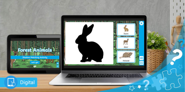 Forest Animals Interactive Shadow Matching Game - Twinkl