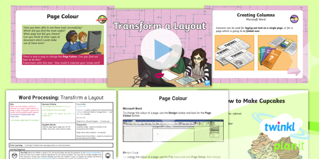 Computing: Word Processing: Transform a Layout Year 4 Lesson Pack 5
