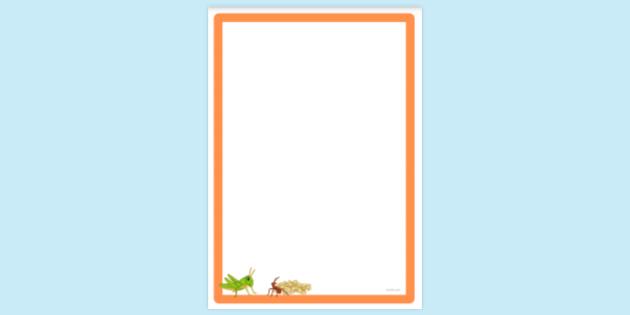FREE! - Simple Blank Cricket Looking at Ant Turned Away Page BorderFREE!