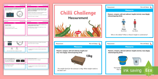 Year 3 Maths Measurement Chilli Challenge Cards
