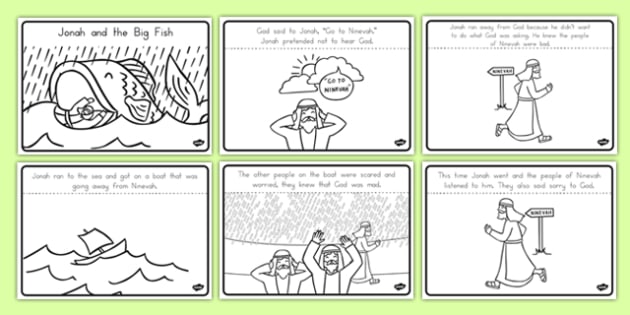 Jonah and the Big Fish Story Sequencing - usa, Jonah, big fish, bible, God
