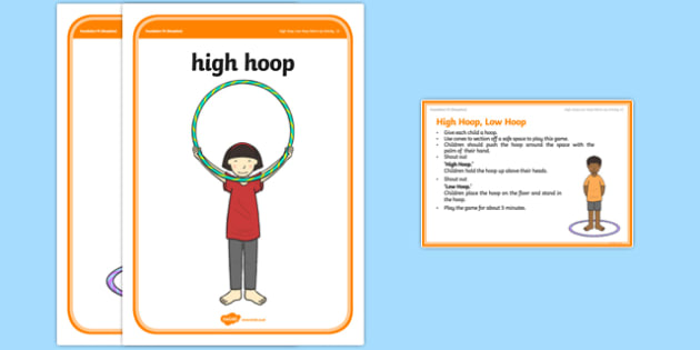EYFS PE (Reception) High Hoop Low Hoop Warm-Up Activity Card