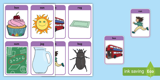 FREE! - CVC Word Cards U (teacher made)