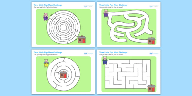 The Three Little Pigs Differentiated Maze Worksheet / Worksheet Pack