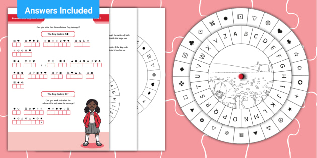 Remembrance Day Secret Code Wheel - Level 3 - Kids Puzzles