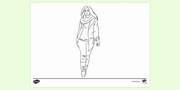 Girl Walking Colouring Sheet | Colouring Sheets