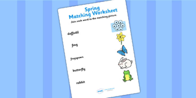 Spring Word and Picture Matching Worksheet