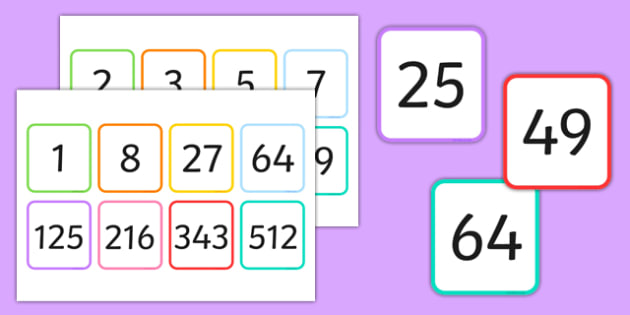 Squared Cubed and Prime Number Flash Cards Pack