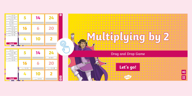 Multiplying by 2 Drag and Drop Maths Game - Twinkl