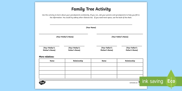 Grandparents Day Family Tree | Printable Worksheet | Twinkl