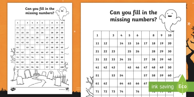Halloween Missing Numbers Number Square