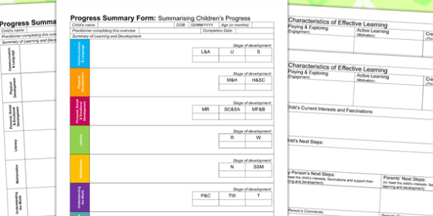 EYFS Progress Summary Form (teacher made)