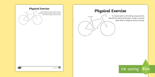 Physical Exercise Concrete Poem Activity (Teacher-Made)