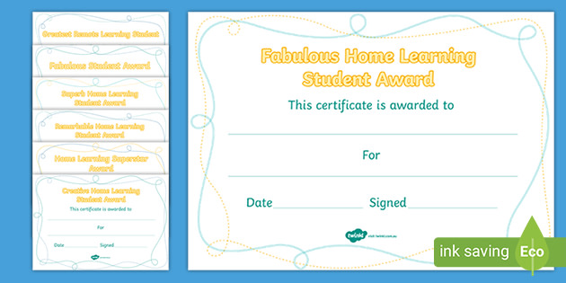Year 5-6 Remote Learning Student Certificates (teacher made)