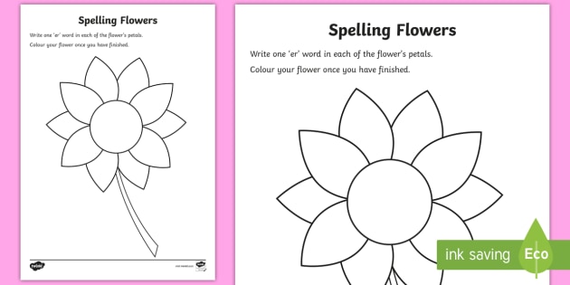 er Sound Spelling Flowers Worksheet
