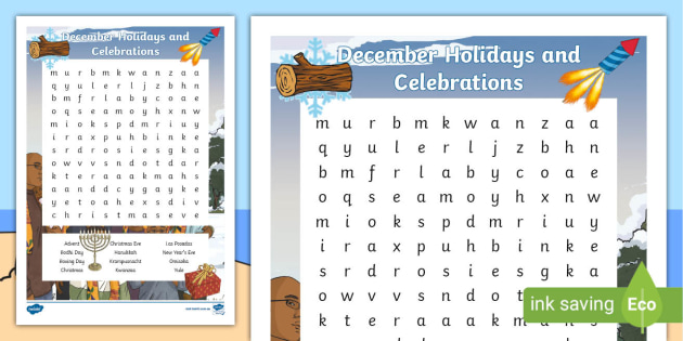 Holiday Word Search – the perfect end of year activity