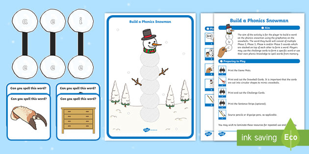 Build a Phonics Snowman: Phase 5 Game (teacher made)
