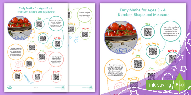 Early Years Maths Quick Start Poster (Ages 3 - 4)