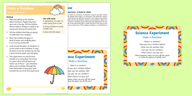 EYFS Make a Rainbow Science Experiment and Prompt Card Pack