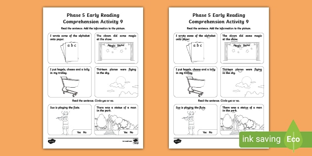 Phase 5 Kindergarten Reading Comprehension Activity 9