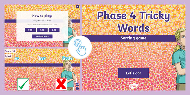 Phase 4 Tricky Words Spelling Sorting Game Twinkl