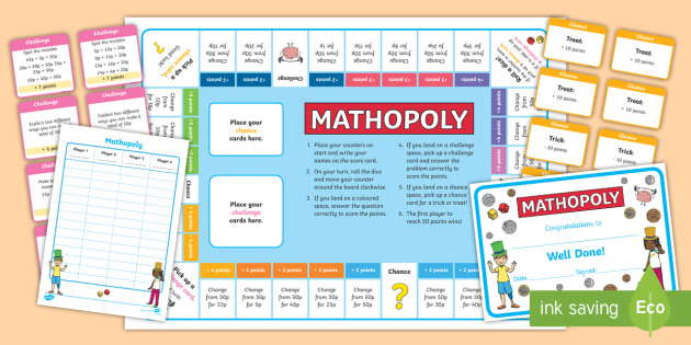 Change from 50p Mathopoly Board Game