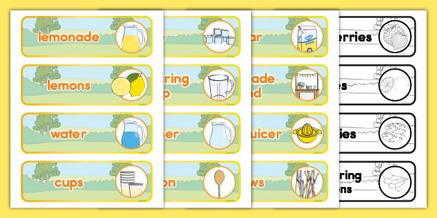 Lemonade Stand Dramatic Play Word Cards (teacher made)