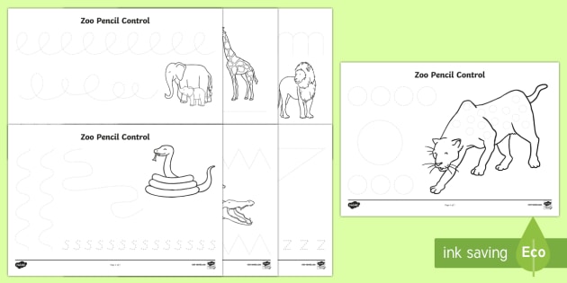 Zoo-Themed Pencil Control Worksheet / Worksheets