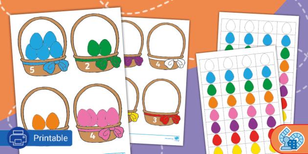 Colour and Counting Easter Egg Baskets - Easter Activities