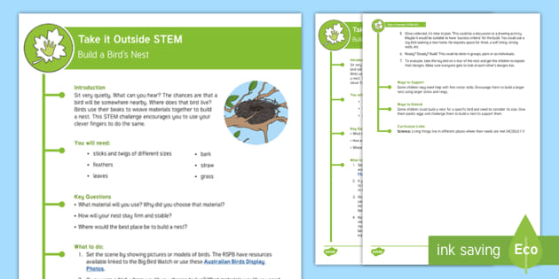 Birds Nest STEM Activity (teacher made)