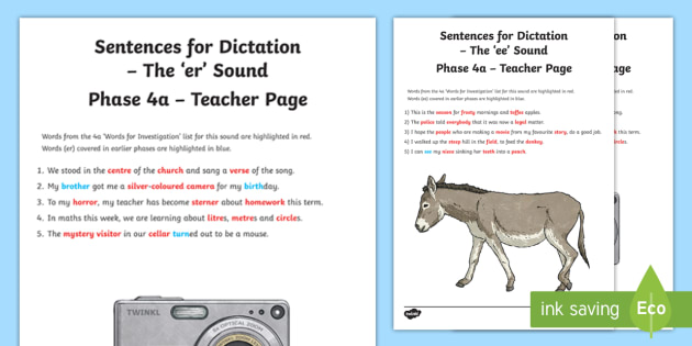 Northern Ireland Linguistic Phonics Stage 5 and 6, Phase 4a, 'er/ee ...