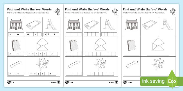 Find and Write the o_e Words Differentiated Worksheet / Worksheets
