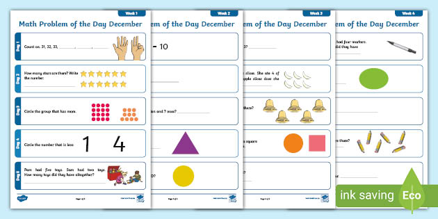 Daily Maths Practise Grade 1 | Problem of the Day: December