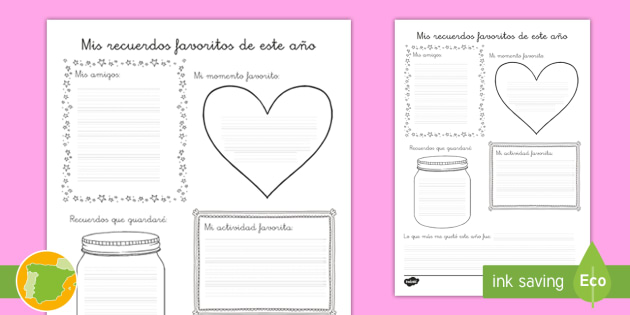 Ficha de actividad: Mis recuerdos favoritos de este año - End of the Year