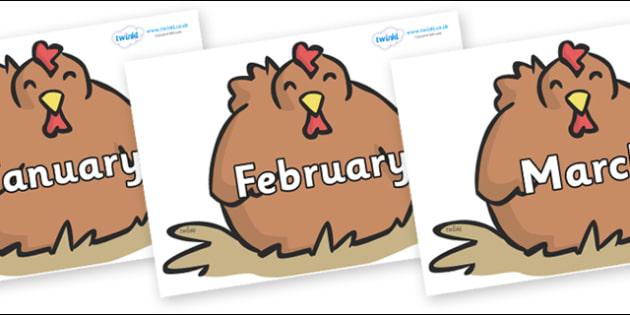 FREE! - Months of the Year on Chickens - Months of the Year, Months poster