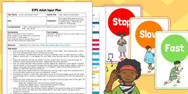Traffic Lights Listening Game EYFS Adult Input Plan Resource Pack