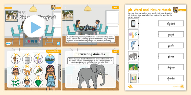 Aus Phonics Level 5: Week 19: Lesson 1 Pack: 'ph' saying /f/