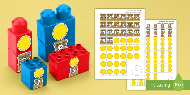 Pirate Treasure Counting Connecting Bricks Game English/Spanish