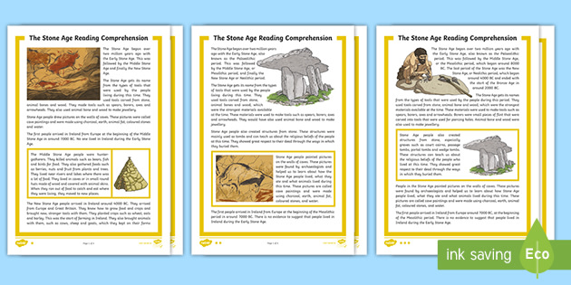 Stone Age Reading Comprehension | Differentiated Worksheets