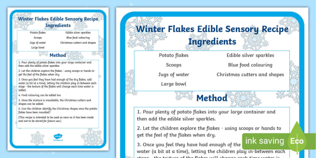 Winter Flakes Edible Sensory Recipe (teacher made)
