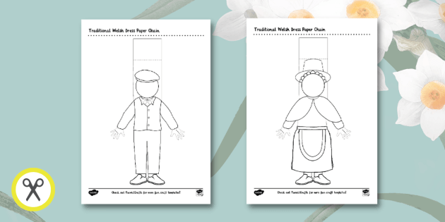 * NEW * Traditional Welsh Dress Paper Chain - St. David's Day Craft