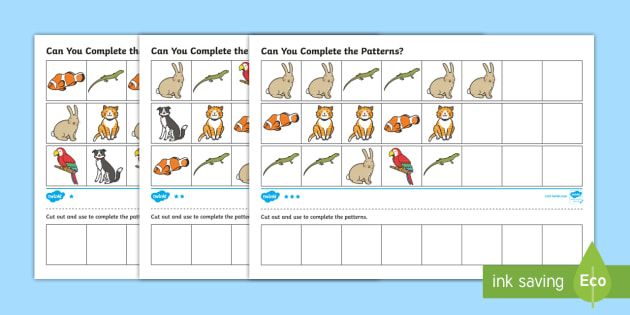 Pets Complete the Pattern Activity (teacher made)