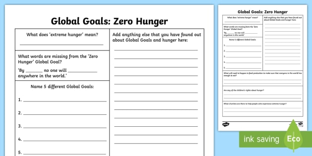 Global Goals Zero Hunger Fact File Research Activity